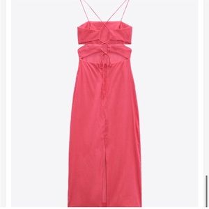 Zara | Dresses | Zara Fuchsia Cut Out Linen Blend Dress | Poshmark